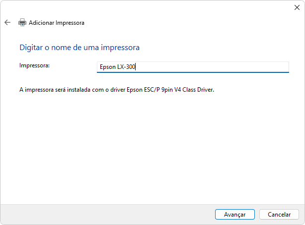 Drivers da impressora Epson LX-300 Download
