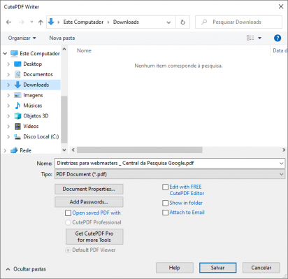 CutePDF Writer para Windows Download