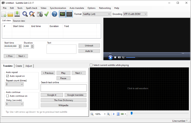Subtitle Edit para Windows Download