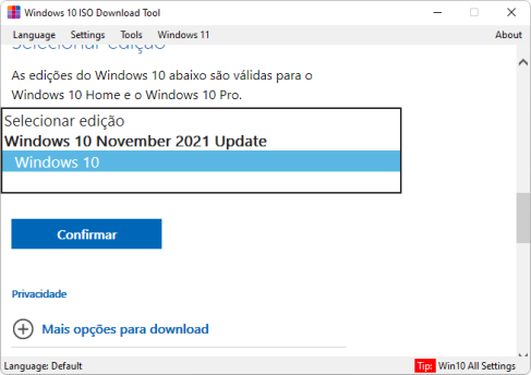 Windows 10 ISO Download Tool para Windows Download