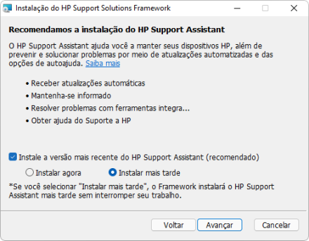 HP Support Solutions Framework para Windows Download