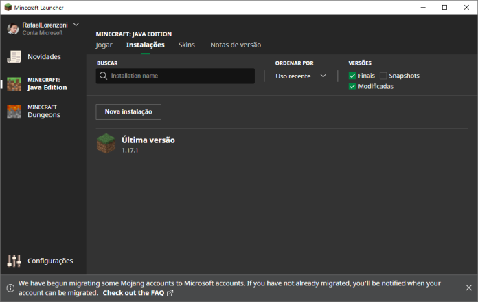 Minecraft Launcher para Windows Download