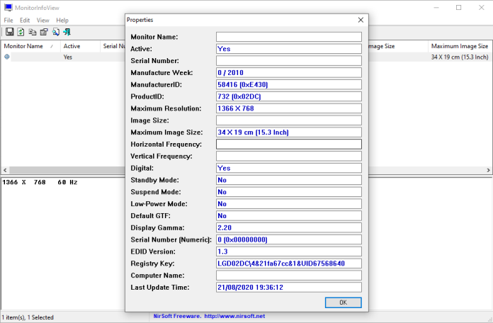 MonitorInfoView para Windows Download
