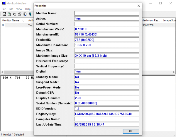 MonitorInfoView para Windows Download