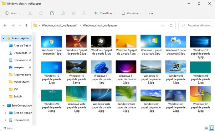 Papéis de paredes clássicos das versões do Windows Download