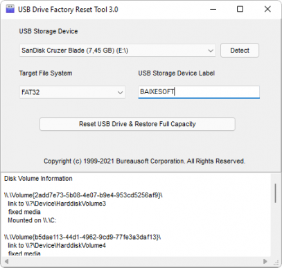 USB Drive Factory Reset Tool para Windows Download