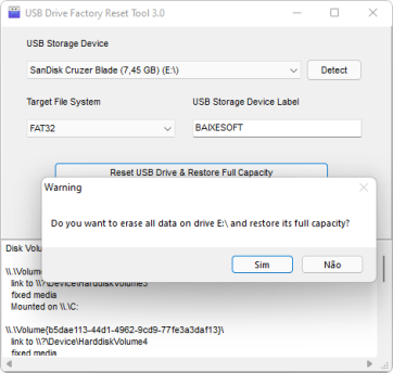 USB Drive Factory Reset Tool para Windows Download