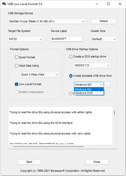 USB Low-Level Format para Windows Download - Baixesoft