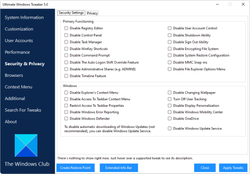 Ultimate Windows Tweaker 5 para Windows 11 Download