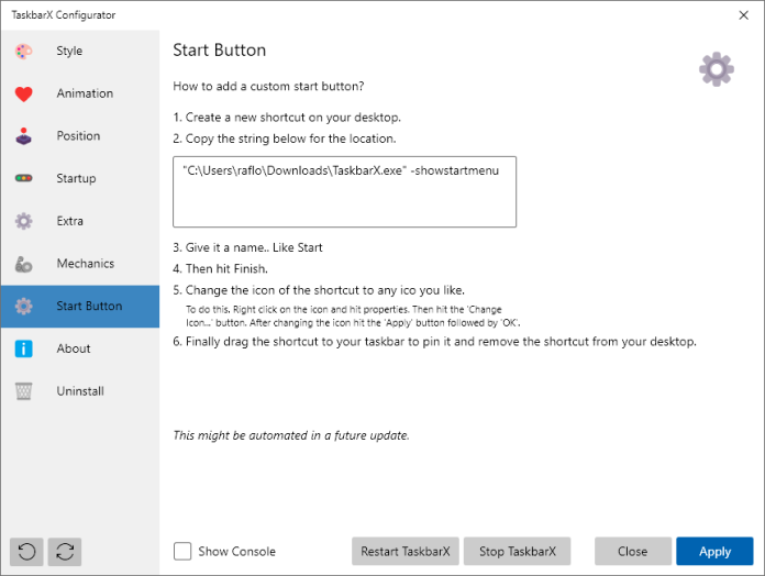 TaskbarX para Windows Download