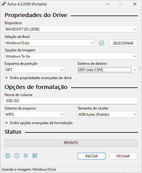 Como configurar uma versão do Windows portátil (Windows To Go) - Baixesoft